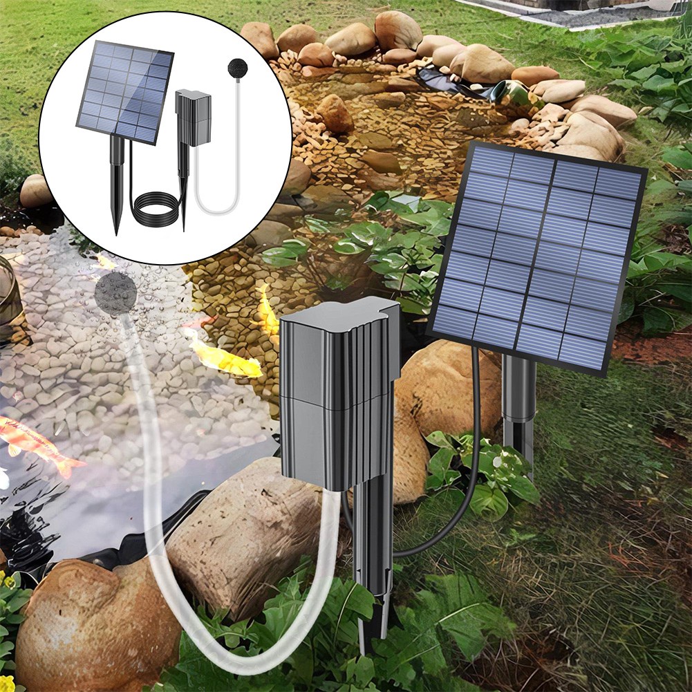Waysle_Solar Powered Pond Oxygen Pump Solar Air Pump Aerator Pump for ...