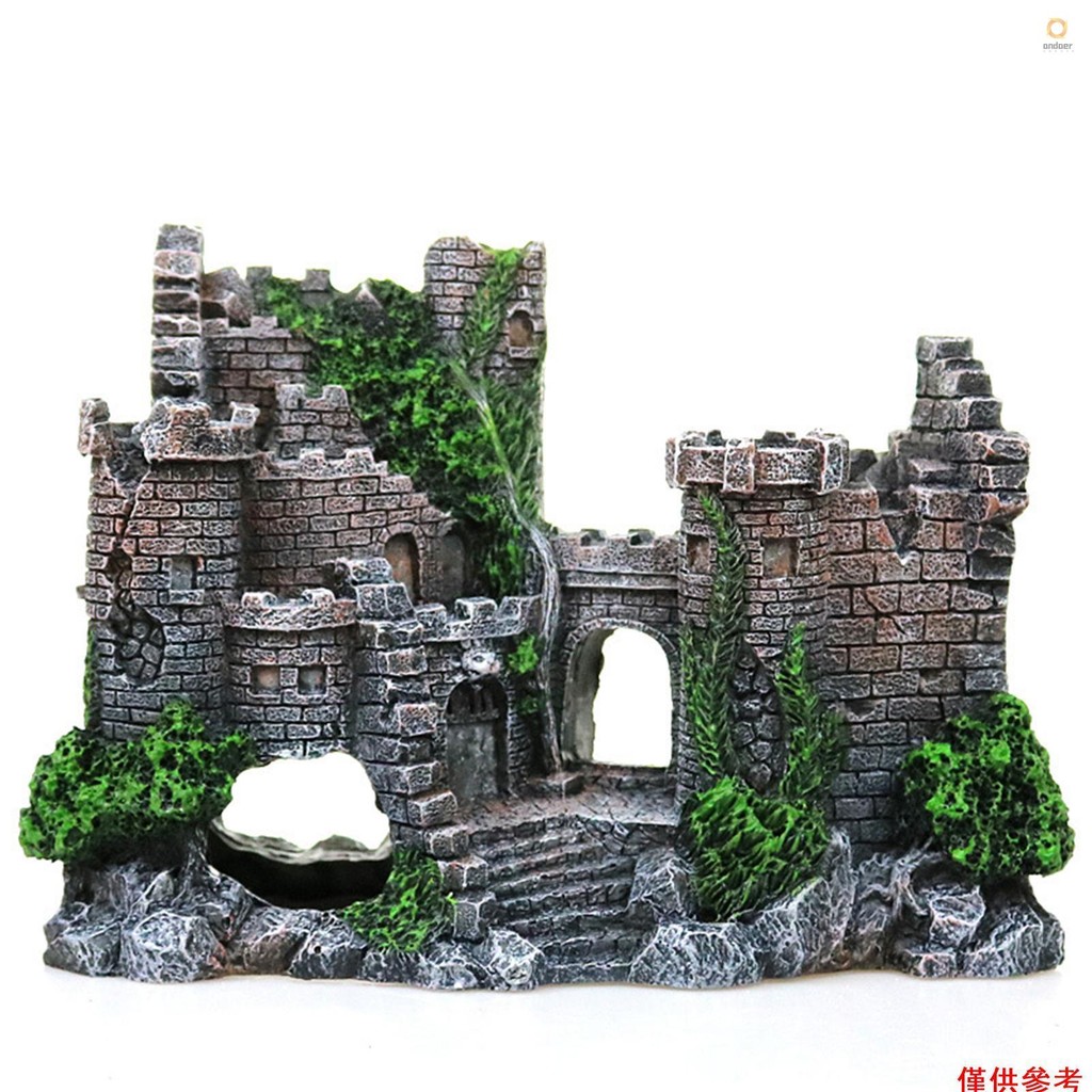 (andoer)Resin Aquarium Ancient Castle Decoration Aquarium Tank Cavern ...