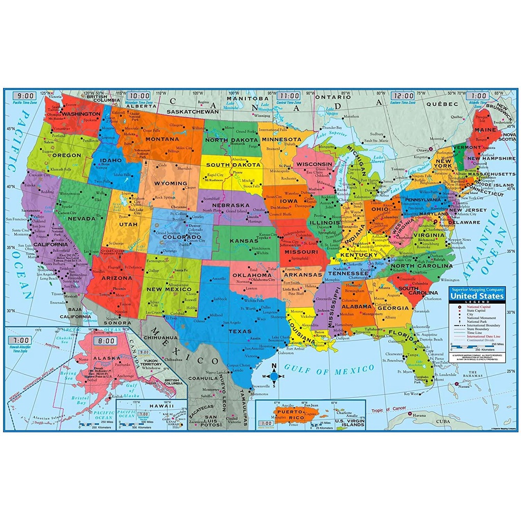 Beautiful Superior Mapping Company United States Poster Wall Map with ...