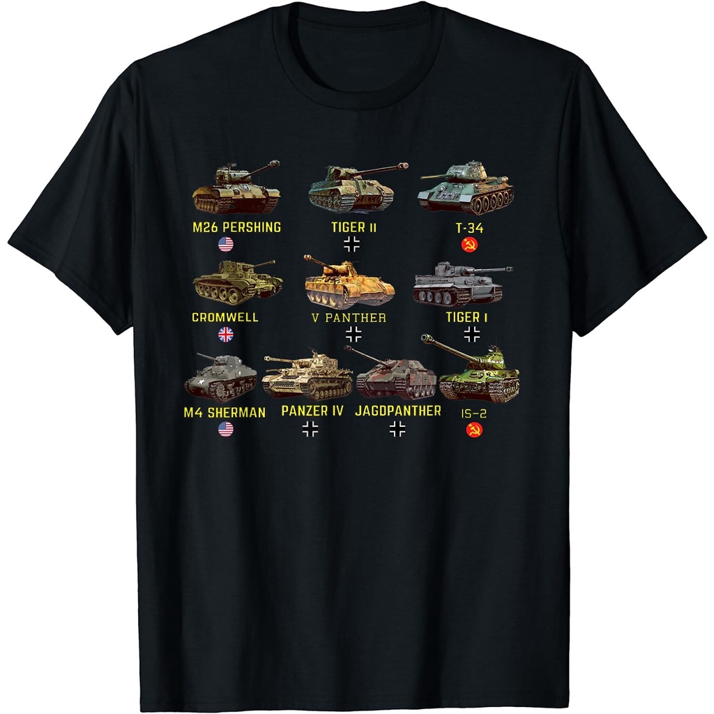 Top Ten Best Ww2 Tanks M4 Sherman Panzer Iv Tiger Ii T-Shirt | Shopee ...