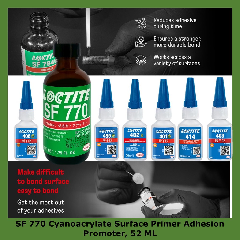 DEALER Loctite sf 770 primer instant adhesive 401 406 495 polypropylene ...