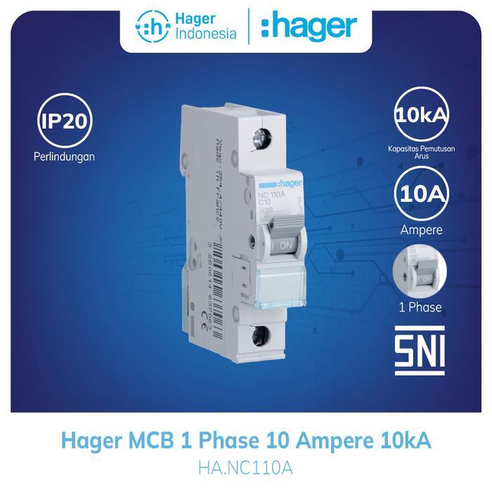 Hager Mcb 10 Ampere 10A 1 Phase 1P 1 Pole 10Ka Mcb Electric Nc110A | Shopee Malaysia