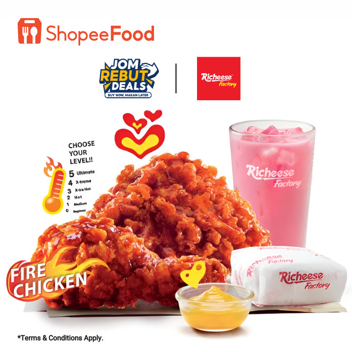 (West Malaysia) Richeese Factory: 2 Fire Chicken w/ Rice (Sales Start ...