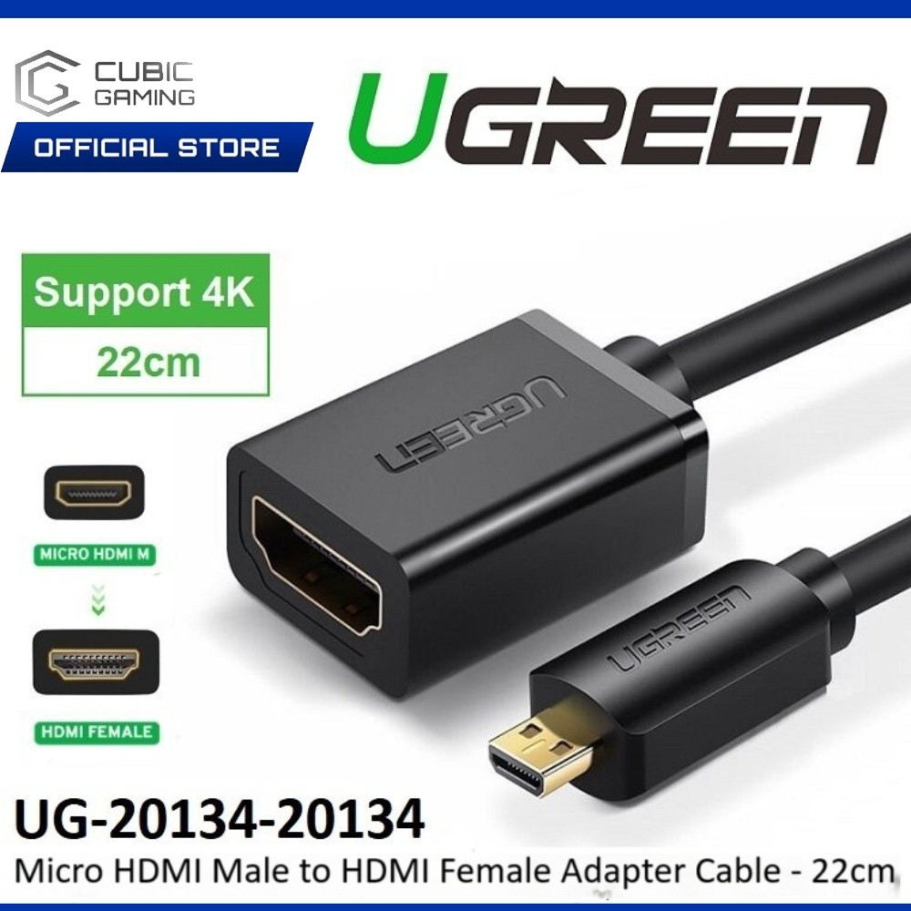 UGREEN MICRO HDMI MALE TO HDMI FEMALE ADAPTER CABLE CONVERTER, SUPPORT ...