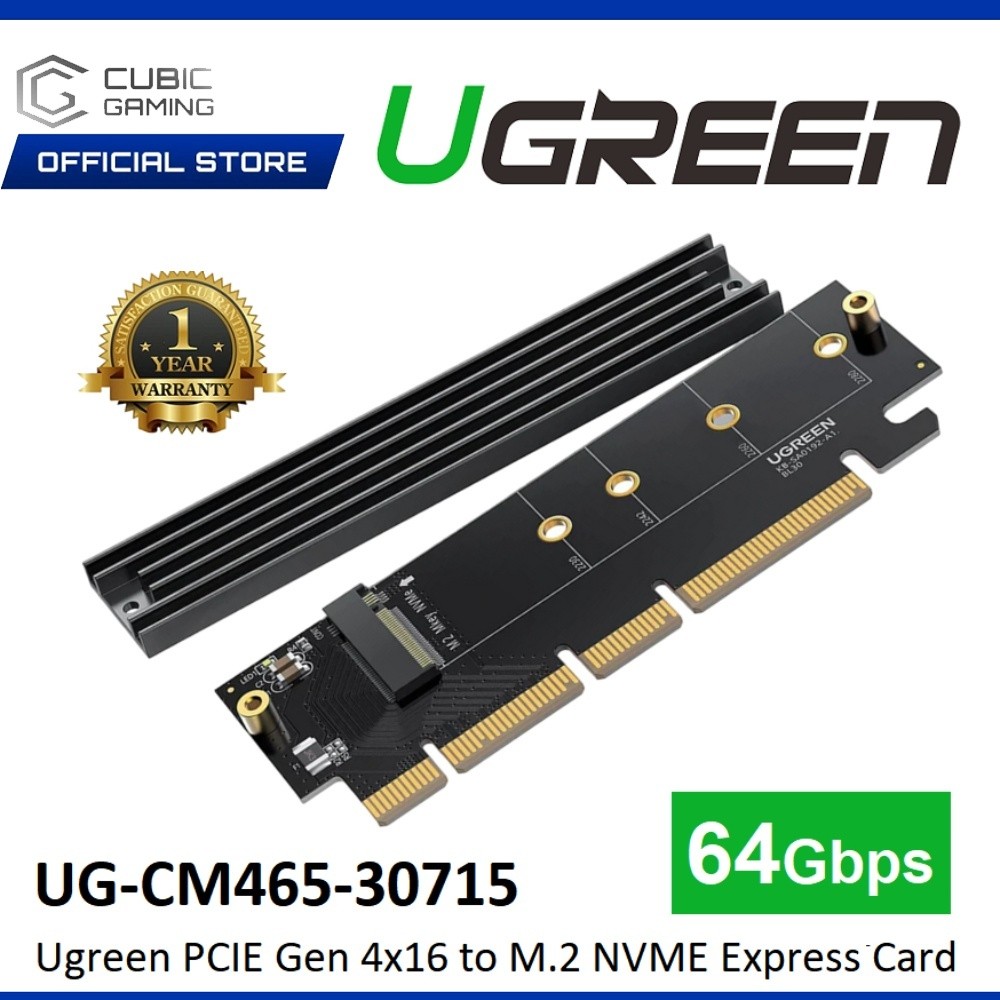 UGREEN M.2 NVME PCIE ADAPTER, PCIE GEN 4.0 X 16 TO M.2 EXPANSION CARD ...