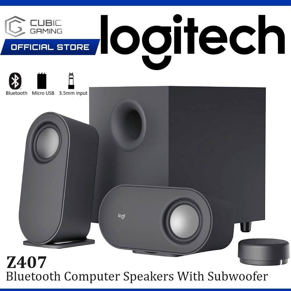 LOGITECH Z407 WIRELESS BLUETOOTH COMPUTER SPEAKER WITH 3 WAY TO CONNECT ...