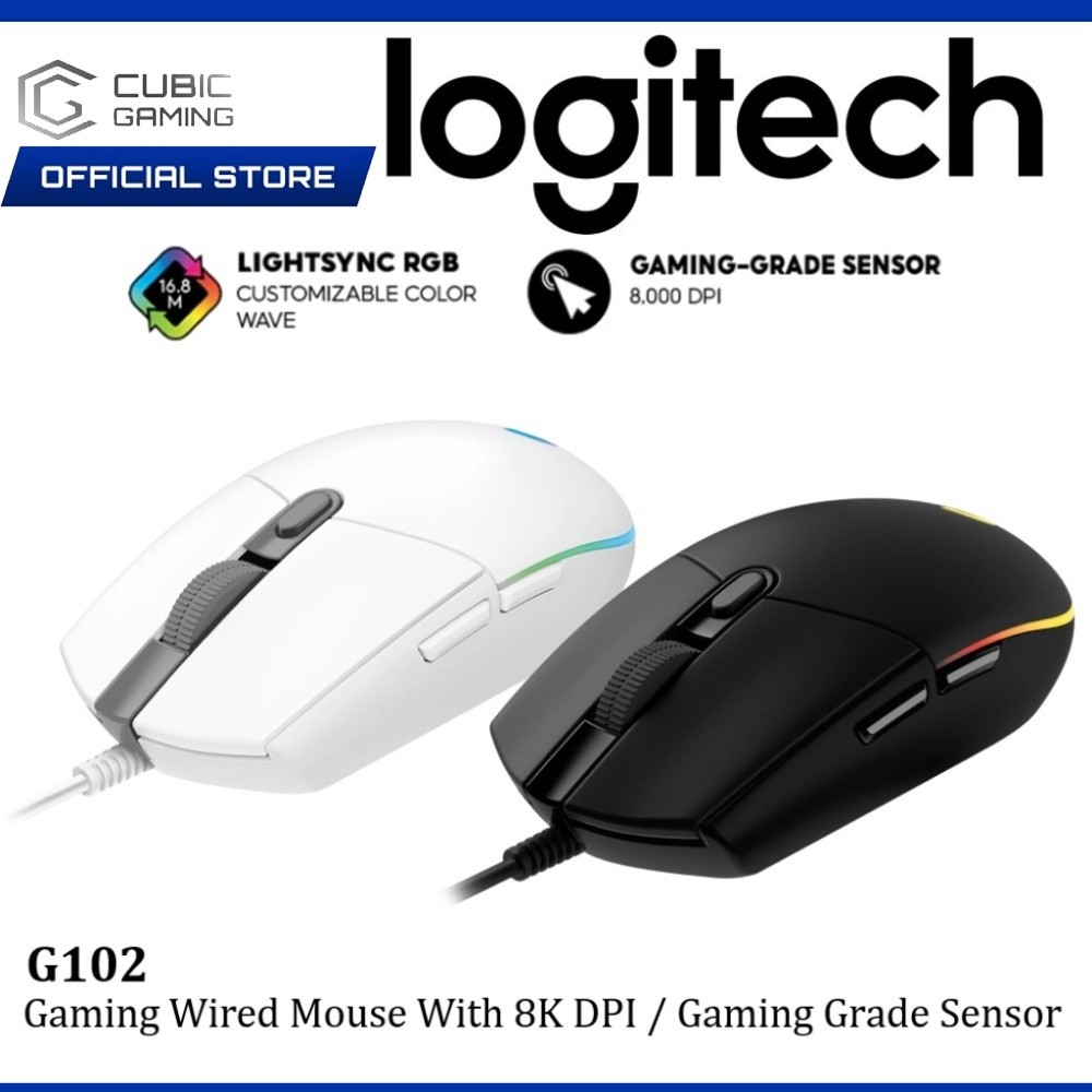 LOGITECH G102 GAMING WIRED MOUSE WITH 8K DPI / GAMING GRADE SENSOR ...