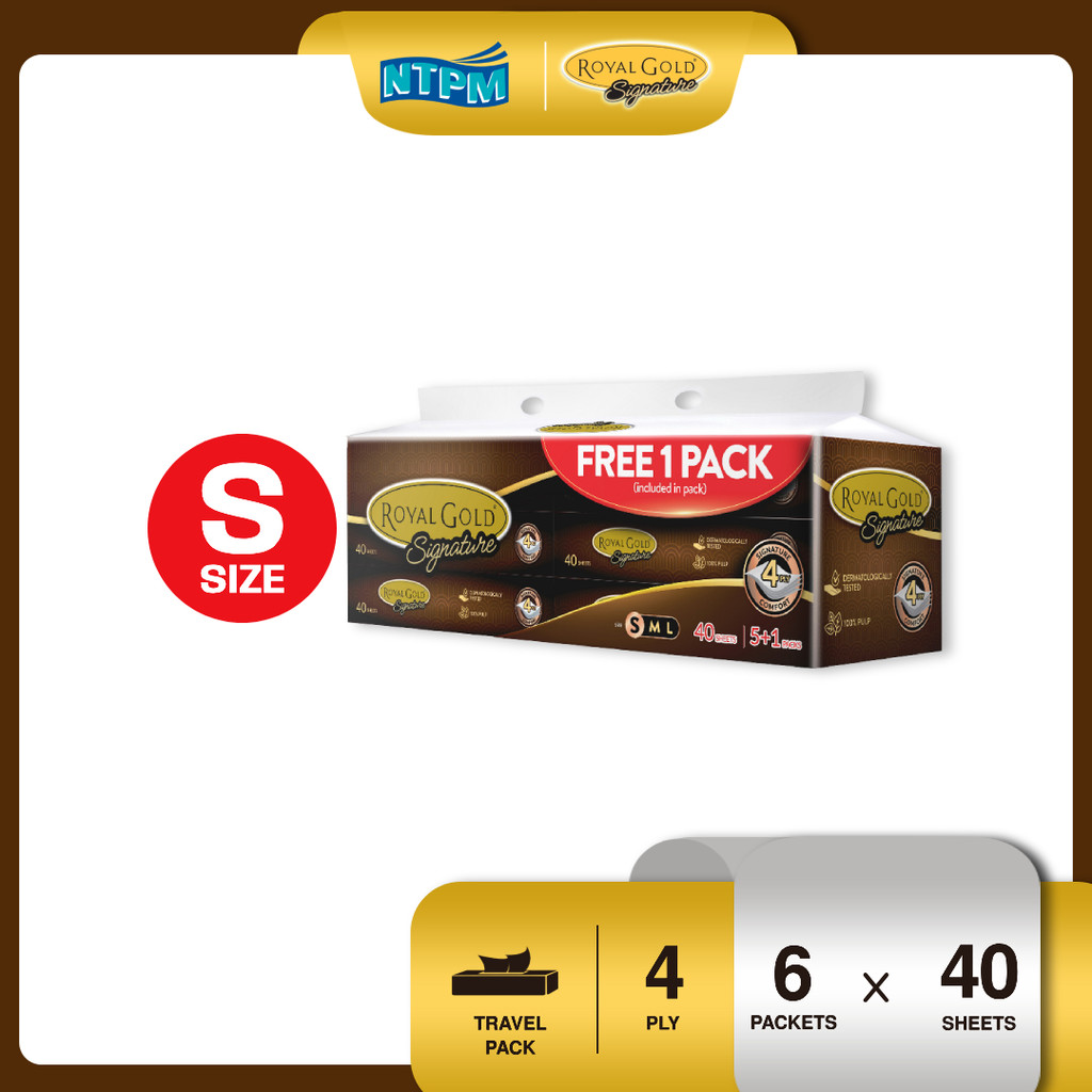 Royal Gold Signature Travel Pack (S Size) 4 PLY (40's x 5 + 1 Packets ...