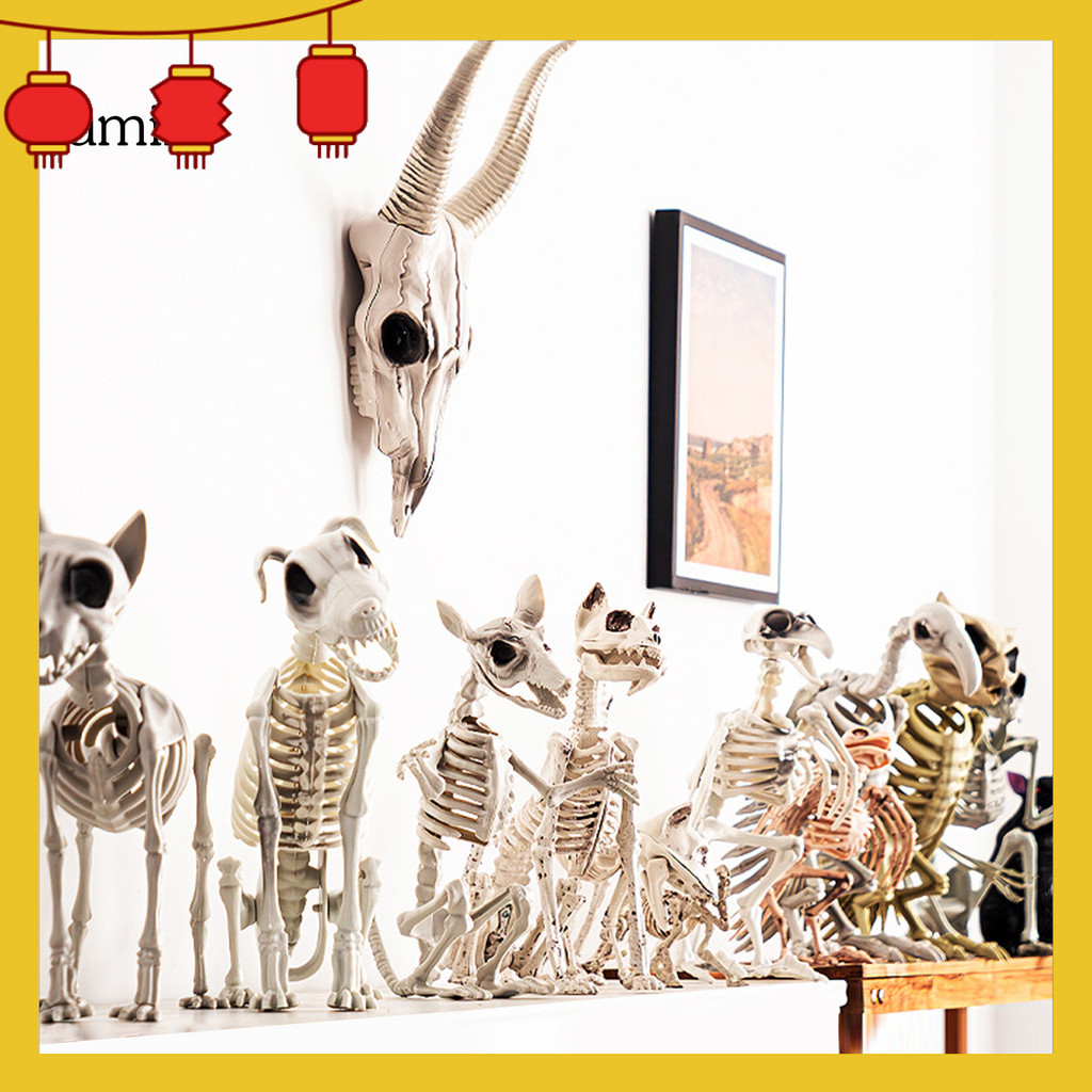 Halloween Skeleton Animal Decoration Creepy Cat/Dog/Bird/Rat/Goat Head ...