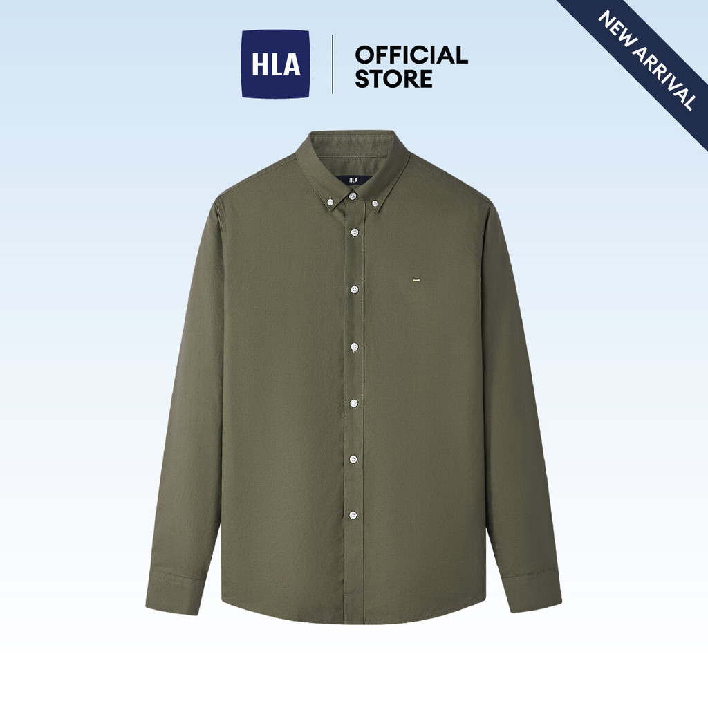HLA Comfortable Pure Cotton Oxford Fabric Long Sleeve Casual Shirt Men ...