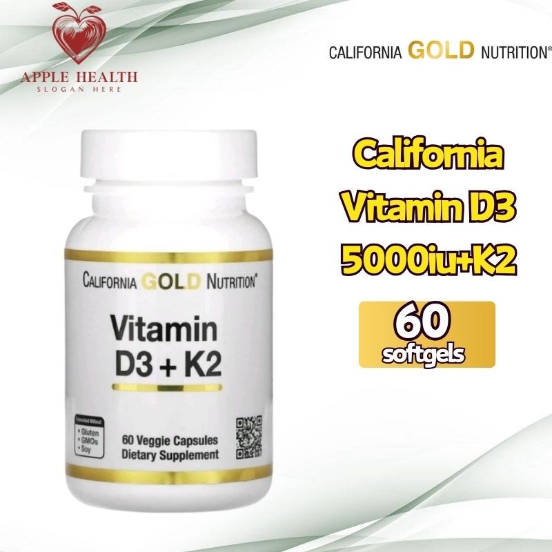 EXP:2027 | California Gold Nutrition Vitamin D3 + K2 Supplement – 60 ...
