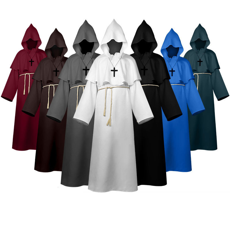 Halloween Adult cosplay medieval cloak monk clothing wizard monk ...
