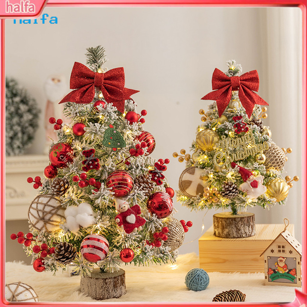 [halfa.]Mini Christmas Tree with LED Light Pre-lit Small Artificial ...
