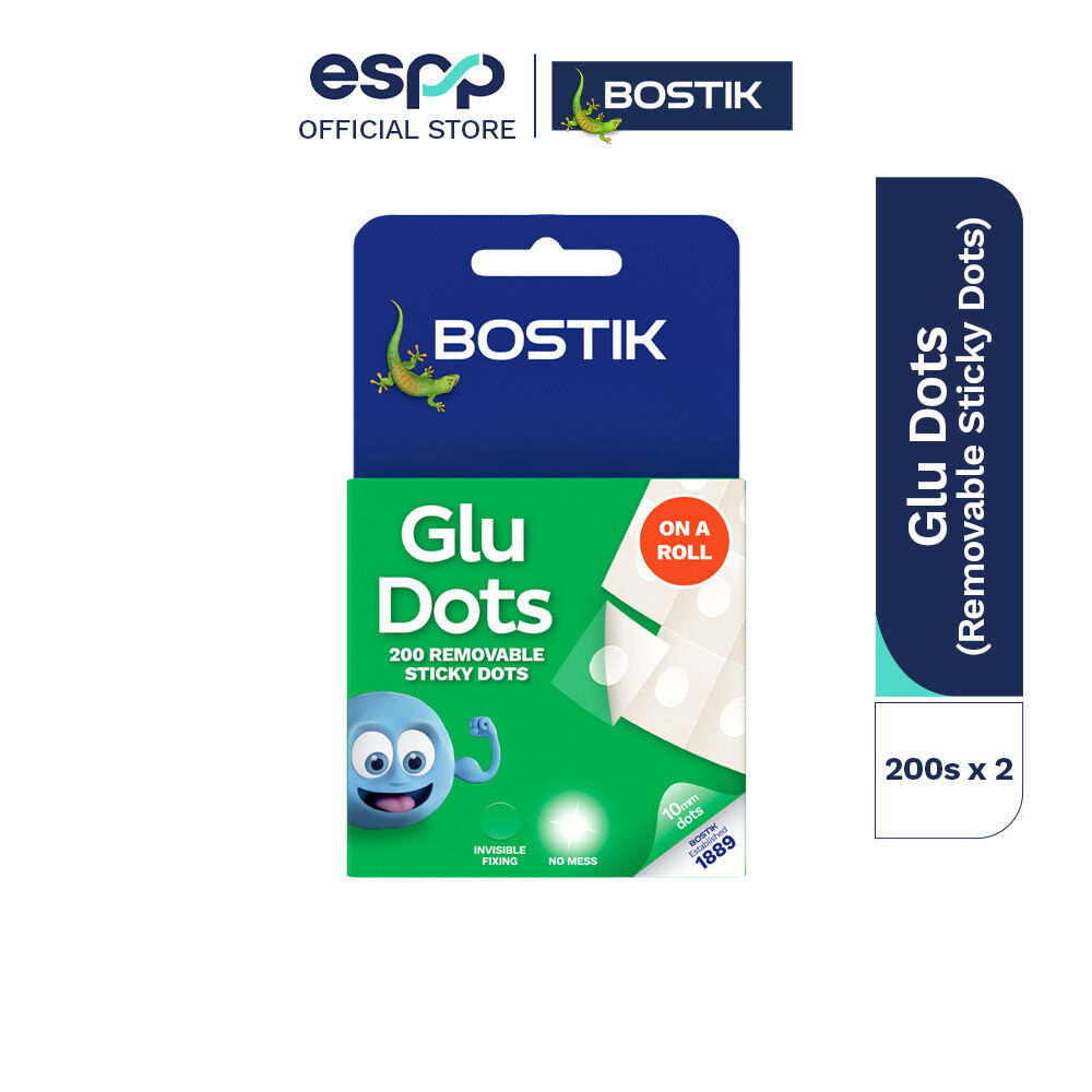 Bostik Glu Dots Removable Sticky Dots - Clear (200 units/roll ...