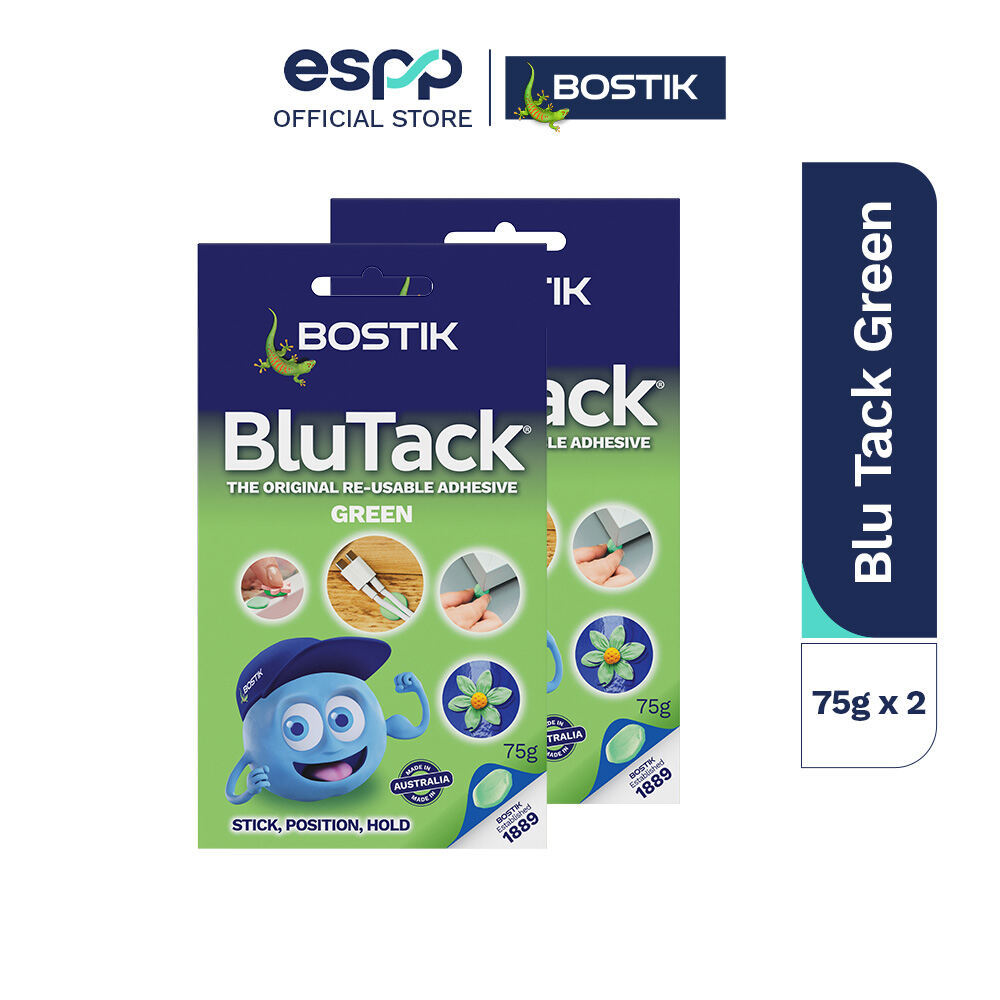 Bostik Blu Tack Multipurpose Reusable Adhesive - Green (75g x 2 ...