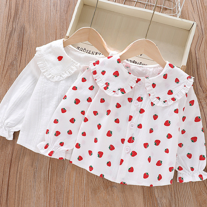 Girls Shirts 2025 New Style Long-Sleeved Spring Autumn Style Pure ...