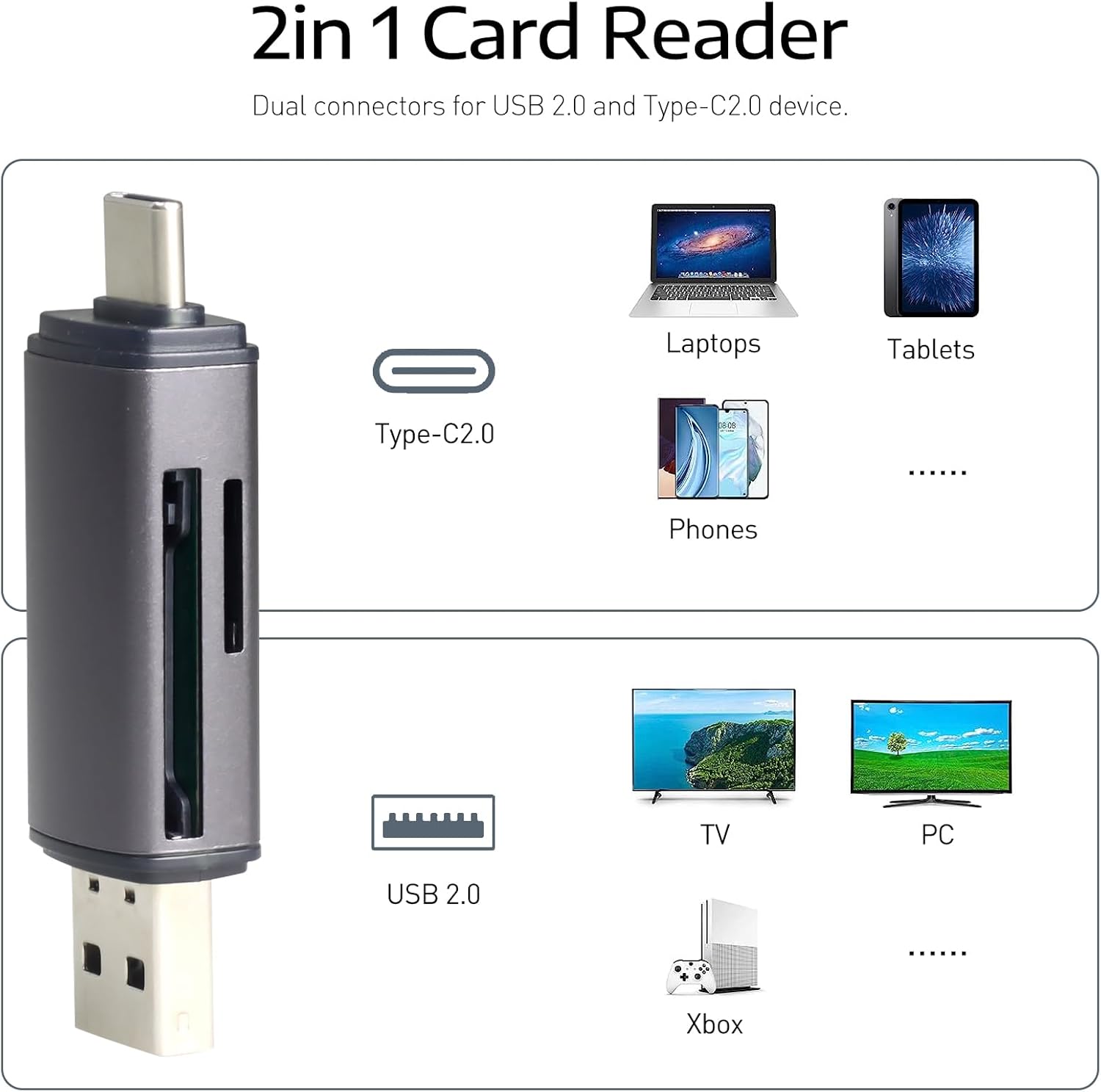 Aluminum TF SD Card Reader 4 in1 OTG Alloy for Phone Computer Data ...