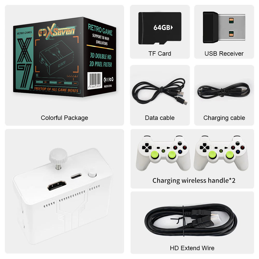 X7 Game Console 4K 64GB 10000 Games Hangable Retro Video Game Console 2 ...