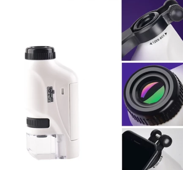 60-120X Mini Pocket Microscope Kit Laboratory Handheld Microscope with ...