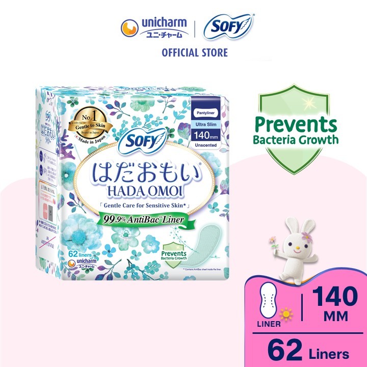 SOFY Hadaomoi Pantyliner Anti-Bacterial 62 Pcs | Shopee Malaysia