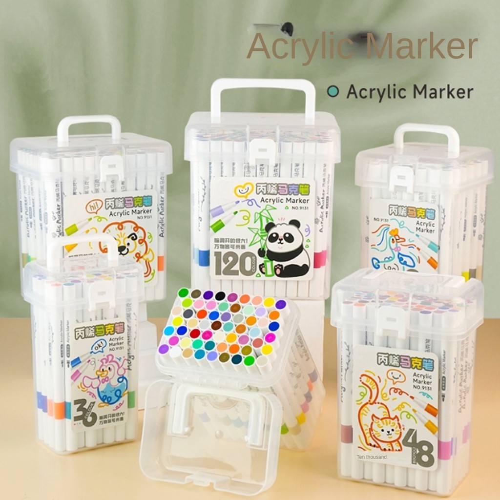 120 Color, hand-held bucket acrylic marker pen, stackable color ...