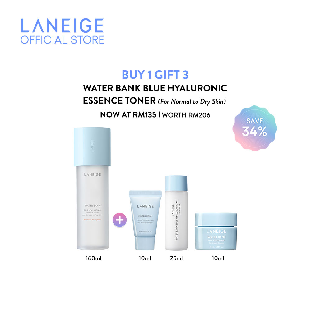 Laneige Water Bank Blue Hyaluronic Essence Toner Set (160ml) - For ...