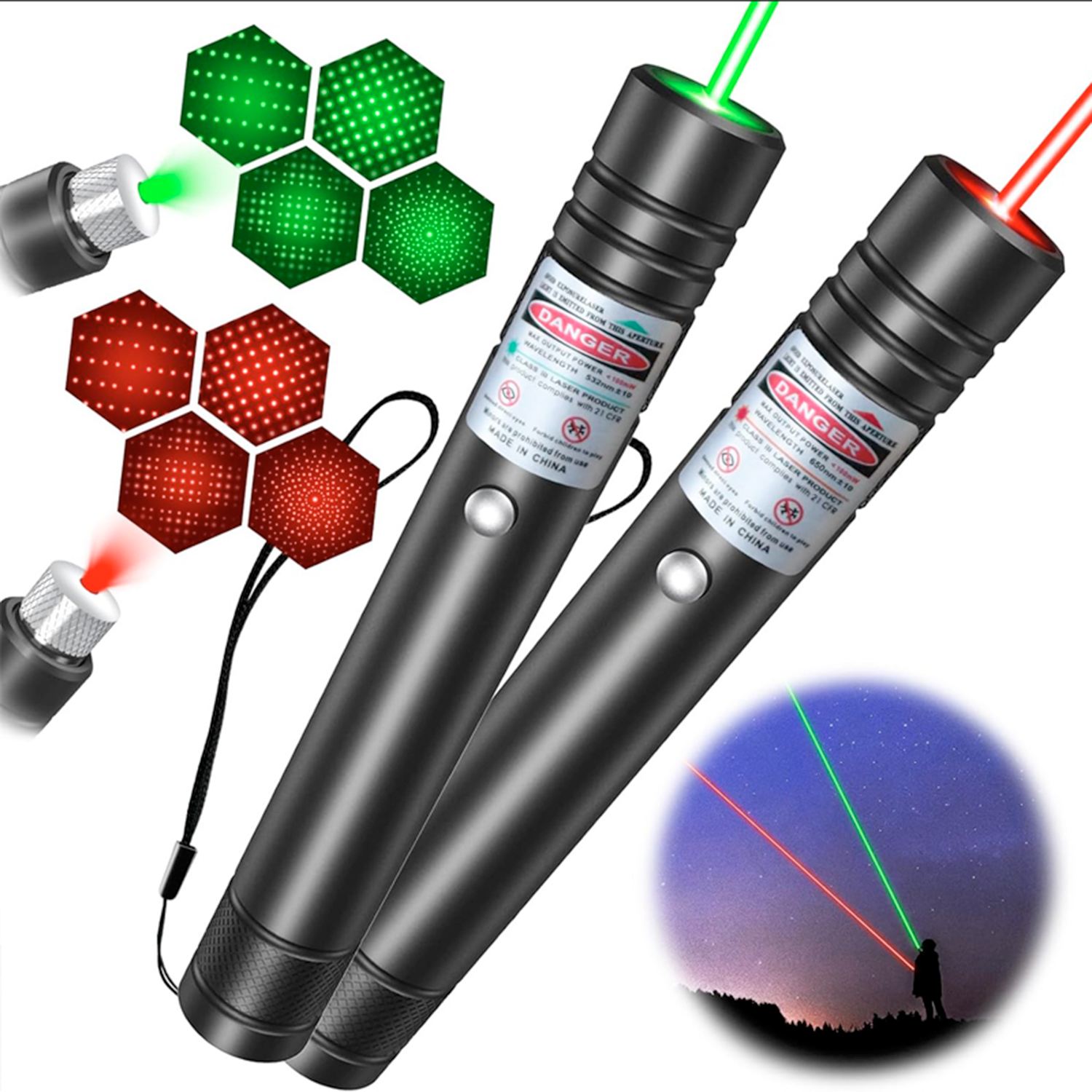High-power Laser Pointer with Red/green Light, Aluminum Body, Usb ...