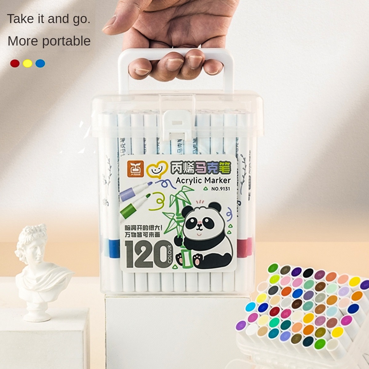 120 Color, hand-held bucket acrylic marker pen, stackable color ...