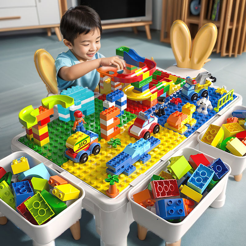 Children's multifunctional building block table set, children's toys 63 ...
