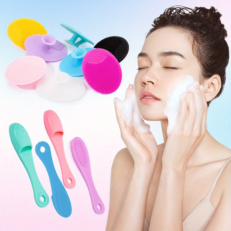 Silicone Facial Cleansing Brush Set, Manual Exfoliating Face Scrubbers ...