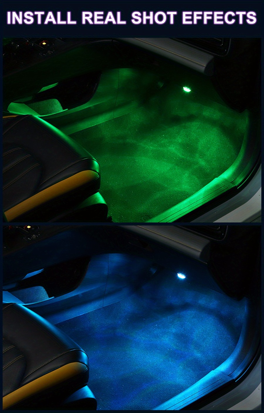 Wireless Adhesive LED Car Interior Ambient Light Remote Control Battery ...