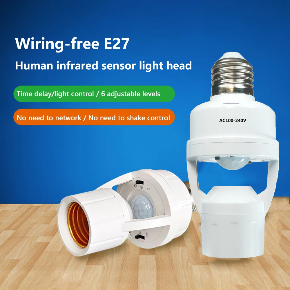 New Switch Lamp Socket Adapter with Human Body Sensing Infrared Motion ...
