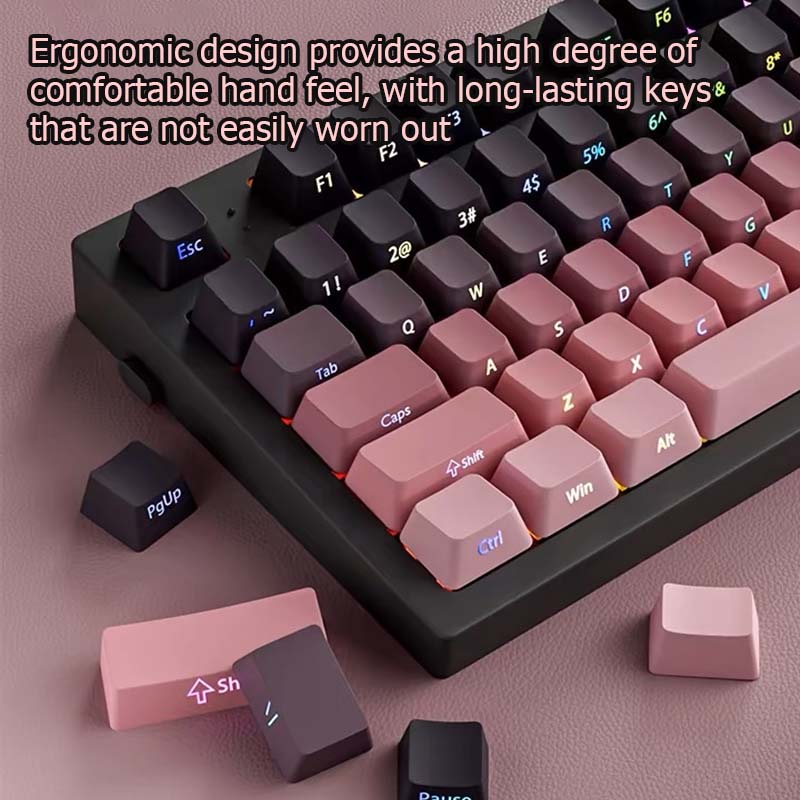 140-Key Full Set Keycaps with Side Engraved Design, Made of Light PBT ...