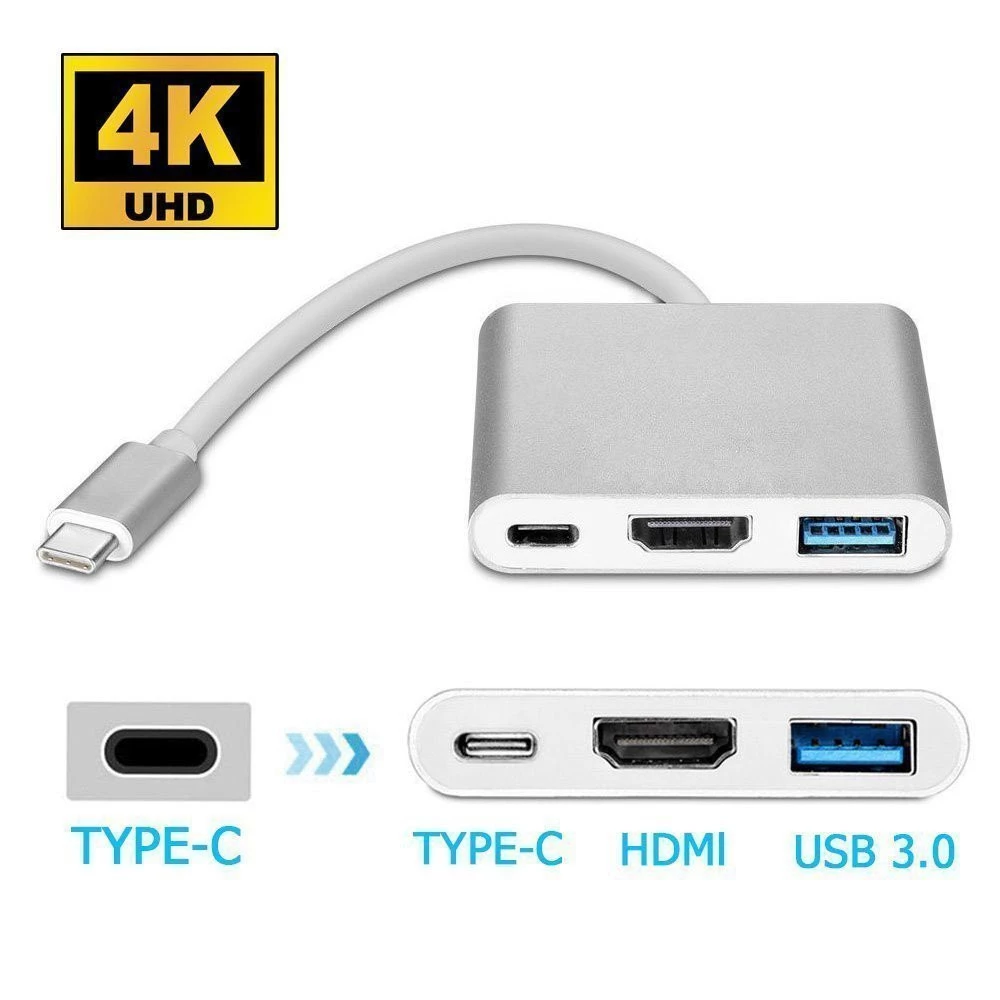 3 in 1 Type C to HDMI Hub PD 100W USB C USB 3.0 Adapter for Laptop ...