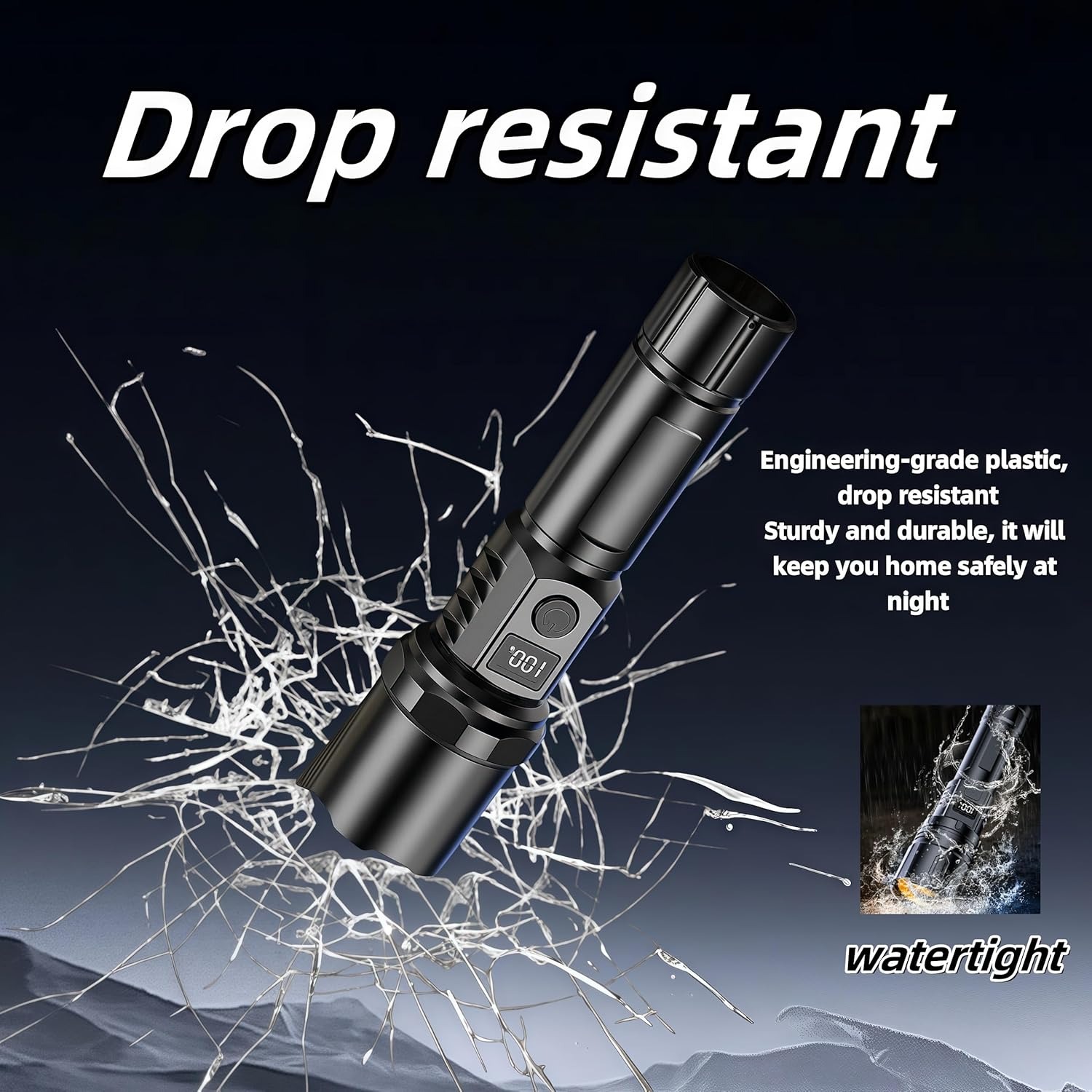 Usb Rechargeable Led Flashlight with Zoom and Power Display, Super ...