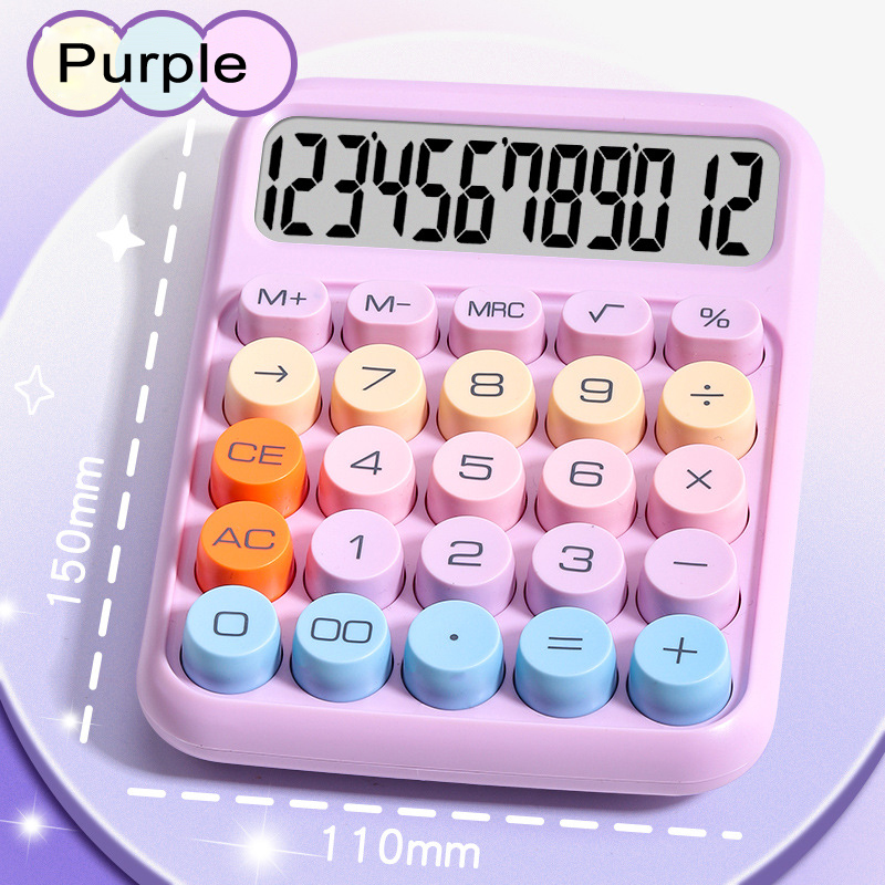 Creative Colorful Electronic Calculator 12 Digit Large LCD Display and Big Round Buttons ...