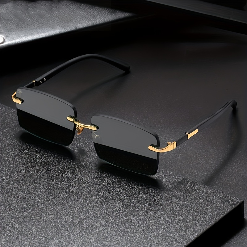 Rimless Vintage Sunglasses Stylish Design Golden Frame Hip Hop UV400 ...