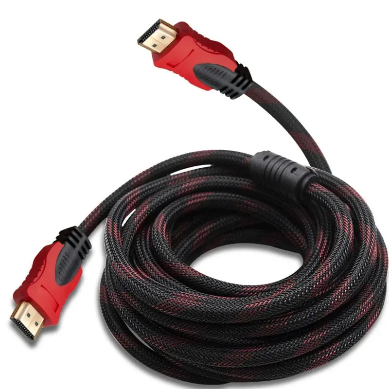 5M 10M HDTV Cable HD Black and Red Braided Compatible Computer Monitor ...