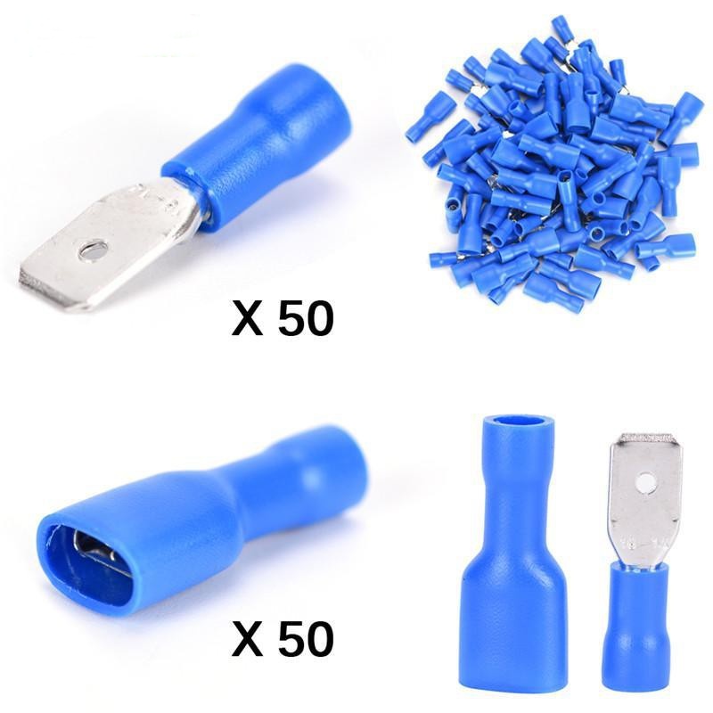 100Pcs Female/Male Electrical Wire Connector Insulated Crimp Terminals ...