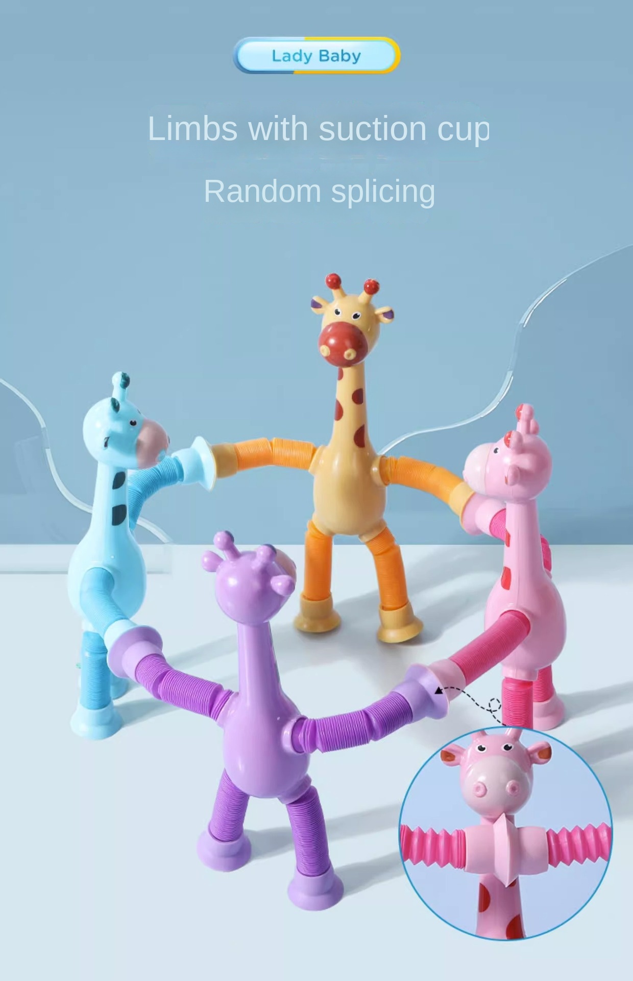 Suction Cup Giraffe Robot Retractable Toys Variety Luminous Elongation ...