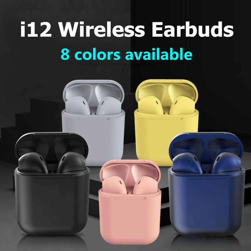 TWS i12 Matte Finish Wireless Earphone Touch Control Stereo Bass ...