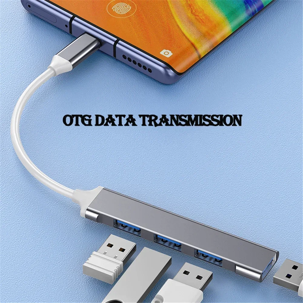 Mini 4 Port USB 3.0 Hub USB C High Speed C Type Splitter 5Gbps For PC ...