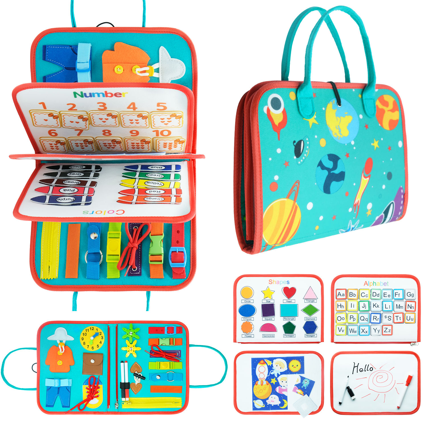 Busy Board for 1-4 Year Olds, Toddler Travel Toys, Montessori Sensory ...