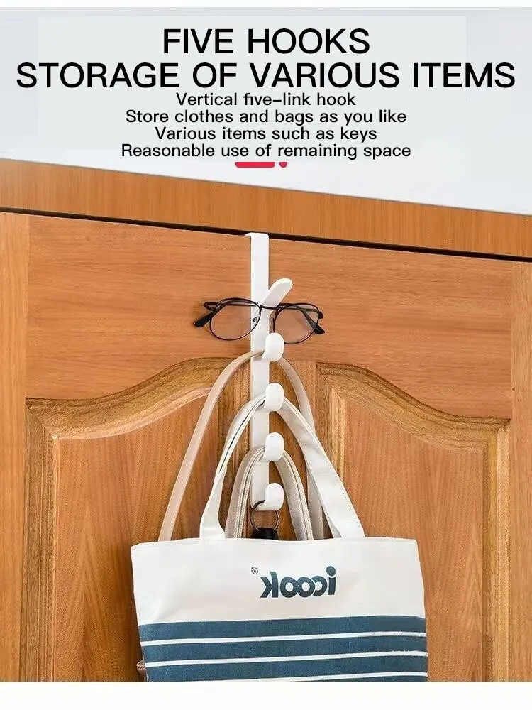 Multifunctional Fivesegment Hook Portable Coat Hook Door Towel Hook Free Punching Seamless Hook ...