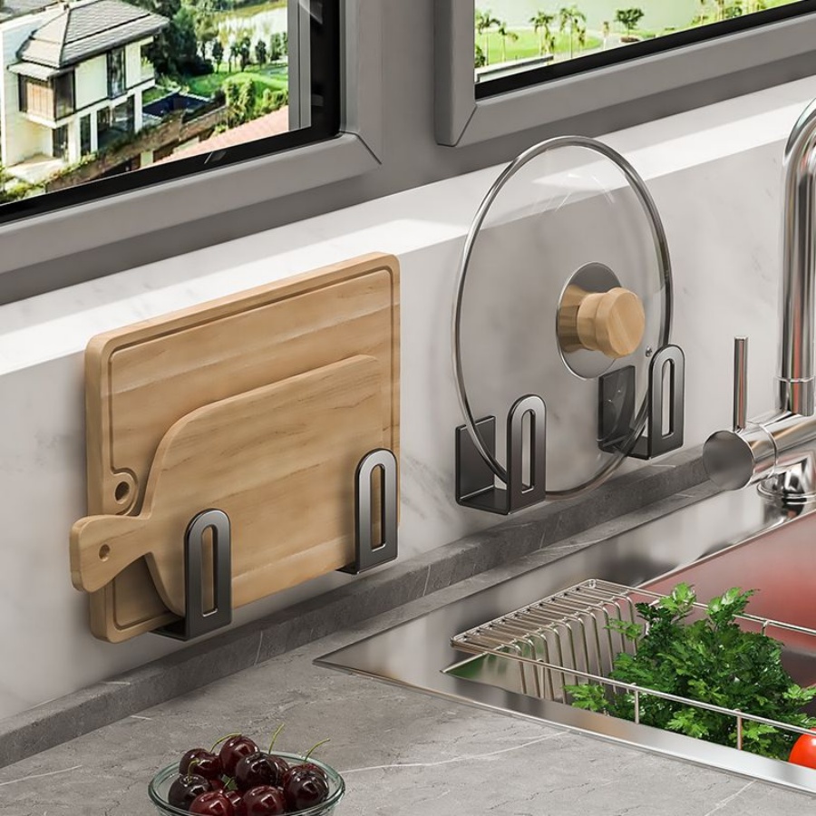 2 Perforation-Free Pot Lid Rack Kitchen Multifunctional Storage Rack ...