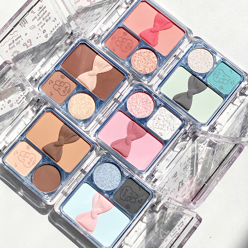 Four-Color Eyeshadow Palette Makeup Highlighter Creative Contour Blush ...