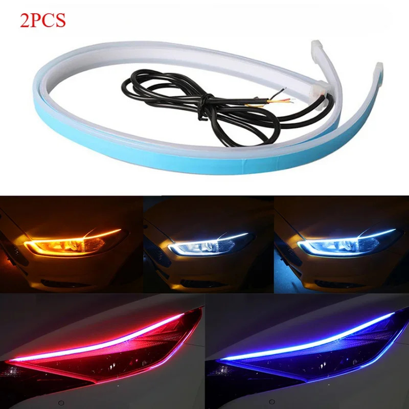 2PCS 30-60CM Car DRL Flexible Waterproof Headlight LED Strip Universal ...