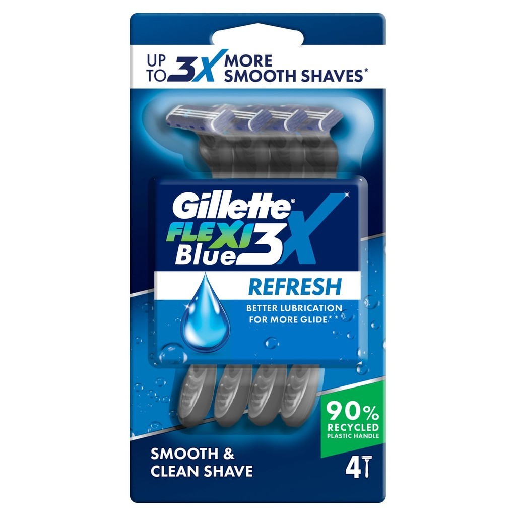 Gillette Blue3X Flexi Refresh Disposable Razor, 4 pack | Shopee Malaysia