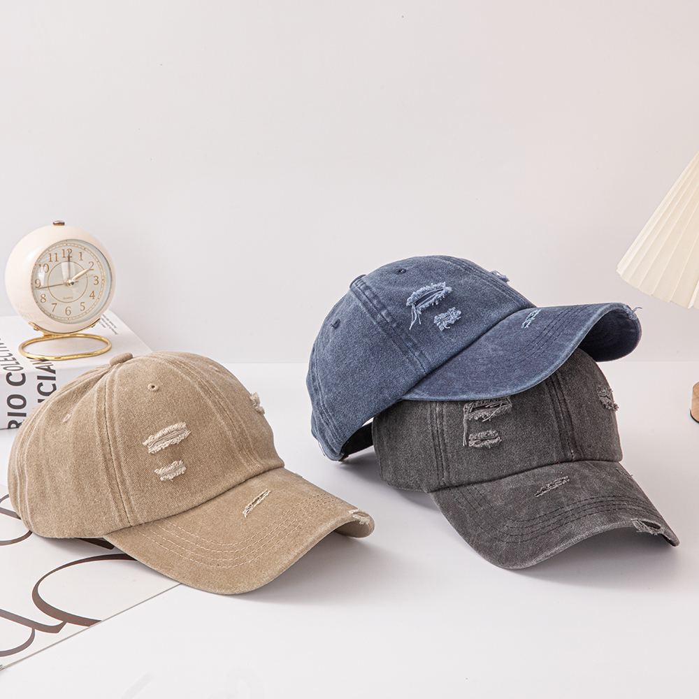 Frayed Ripped Baseball Cap Retro Solid Color Dad Hat Unisex Lightweight ...