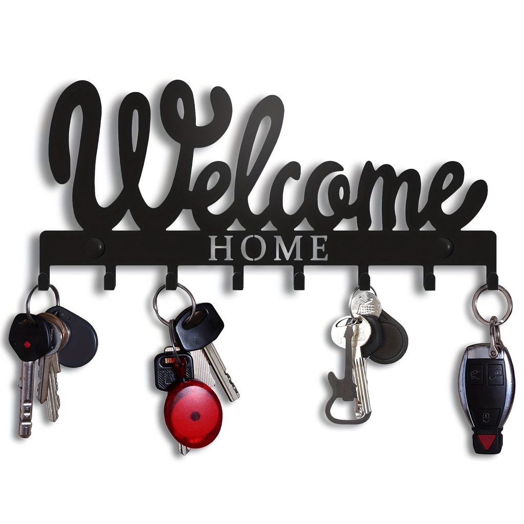 Key Holder For Wall, Black Metal Keys Holder, Wall Mounted WELCOME ...